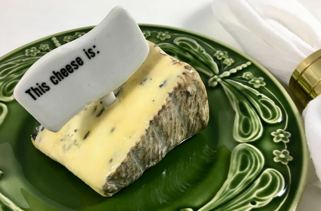 Vintage Ceramic Cheese Markers White With Black Letters SET OF TWO - Etsy