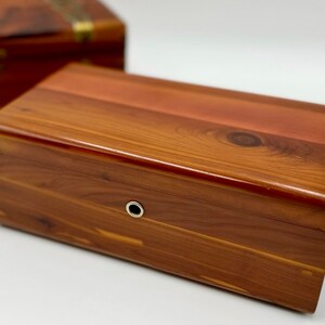 Vintage Cedar Storage Boxes | Cedar Box With Brass Straps and Lock ...