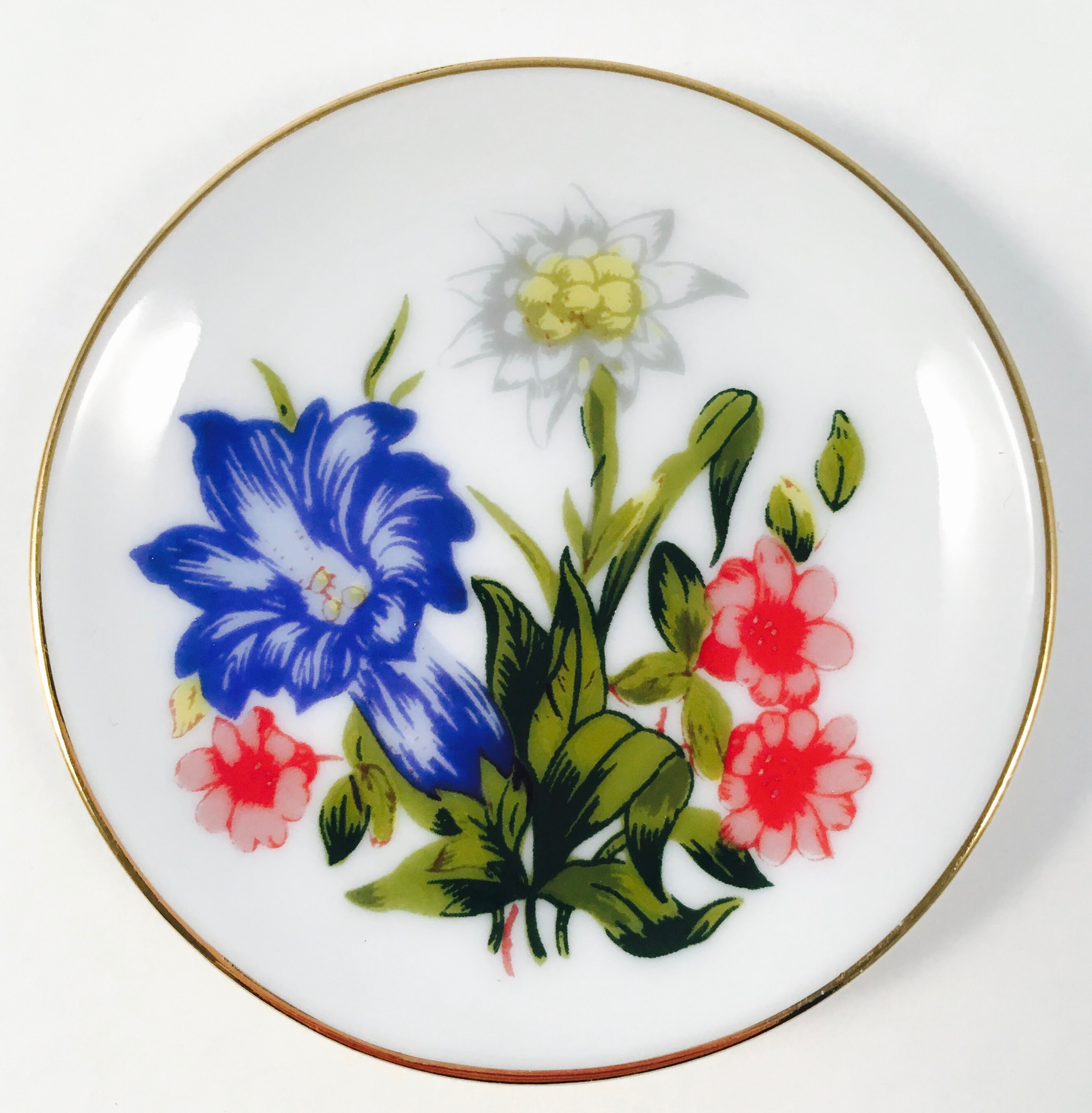 Tiny Little Porcelain Plate on a Stand Spring Floral Bouquet - Etsy