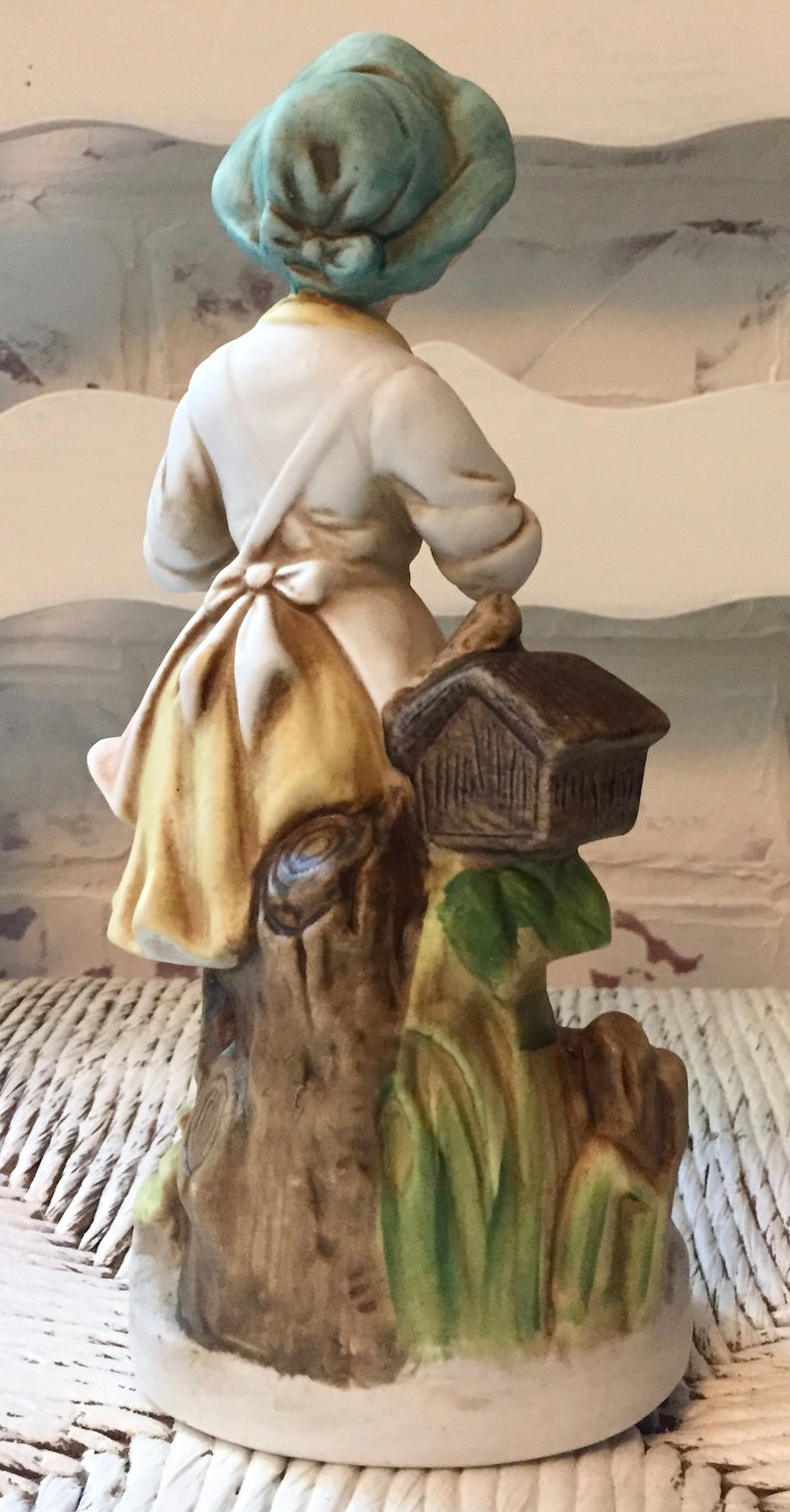 Vintage Homco #8880 Boy and Girl Statues | Farmer Boy With Chicken ...