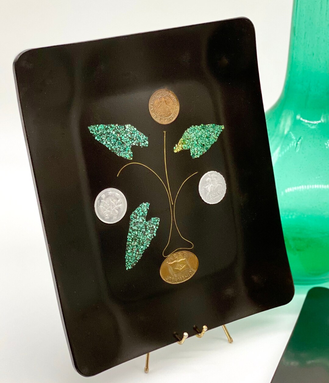 Vintage Couroc Tray | Black Resin Tray | Leaf Design With International ...