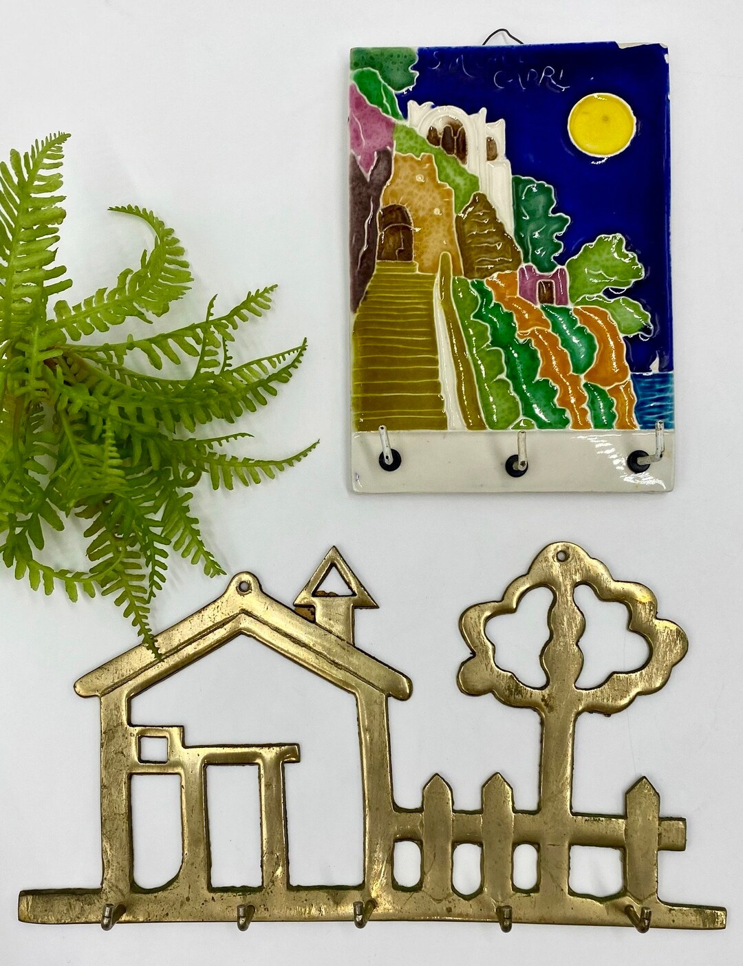 Cute Brass Home Sweet Home Key Hook | Glazed Ceramic Villa San Michele ...