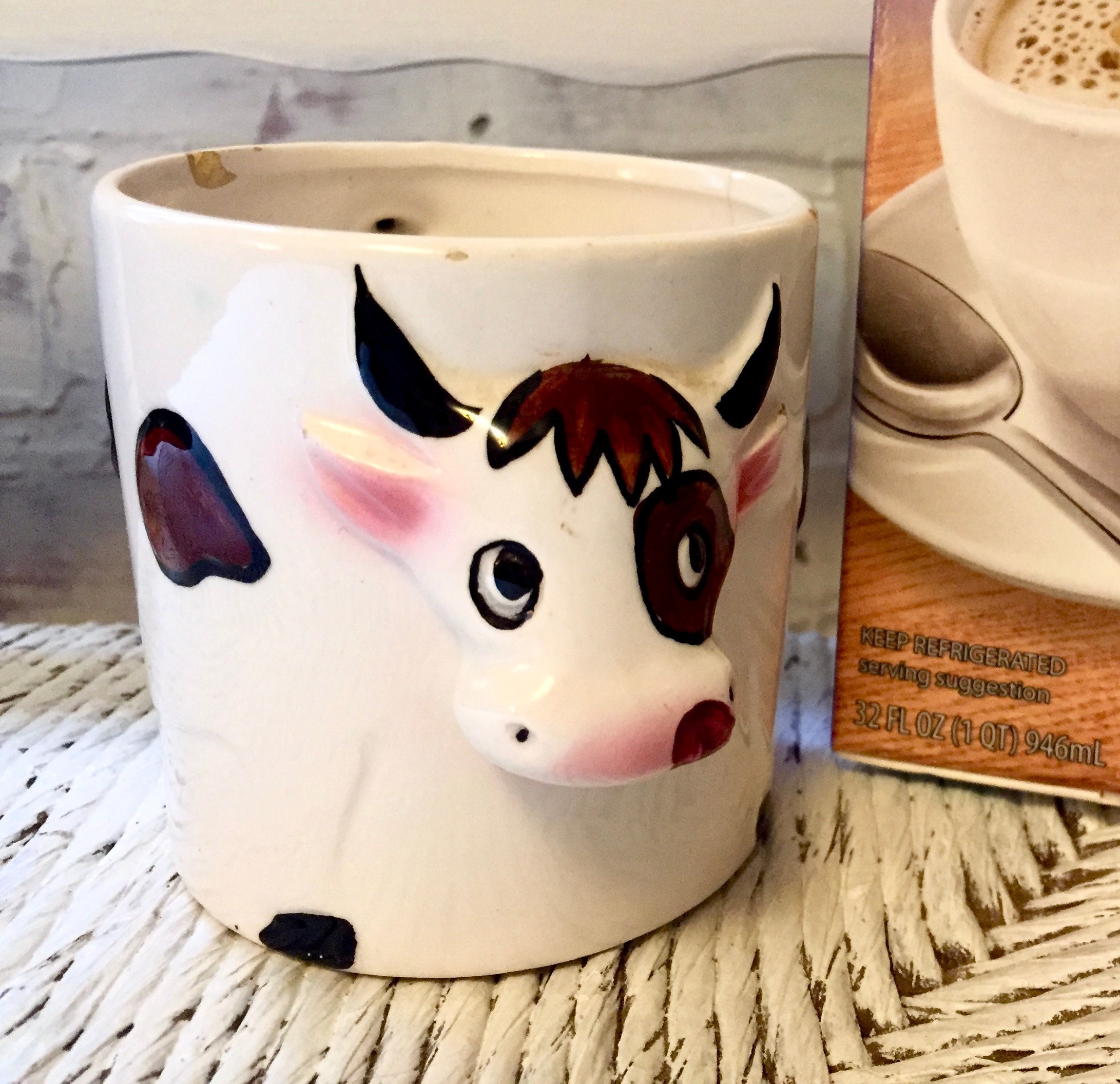 Vintage Ceramic Cow Mug Cow Coffee Cup Dimensional Cow Mug - Etsy