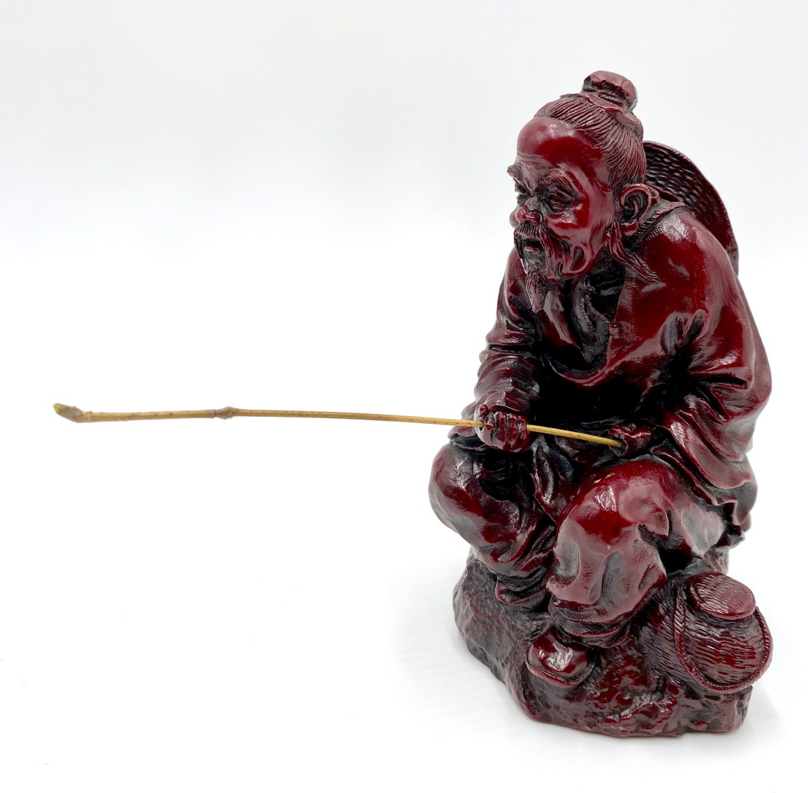 Vintage Red Resin Chinese Wise Man | Chinese Import Figurine | Chinese ...