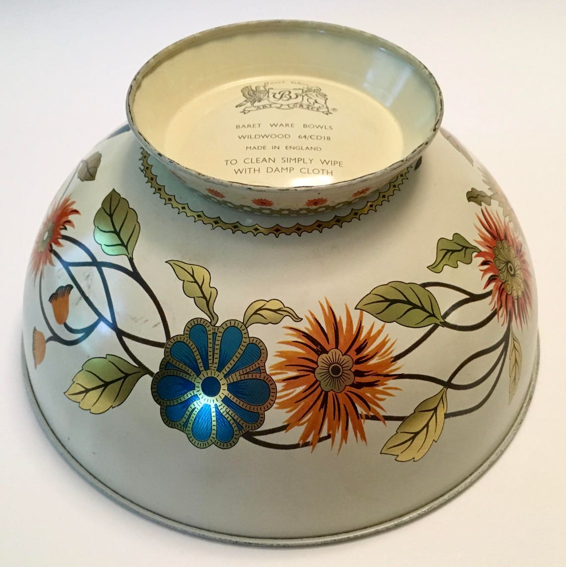 Baret Ware Tole Pedestal Bowl Wildwood Pattern Painted | Etsy