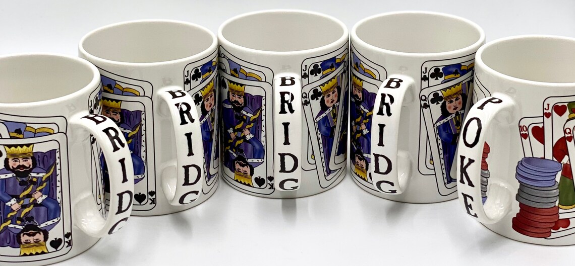 Vintage Ceramic Coffee Mugs | Card Game Mugs | Mugs With Face Cards ...