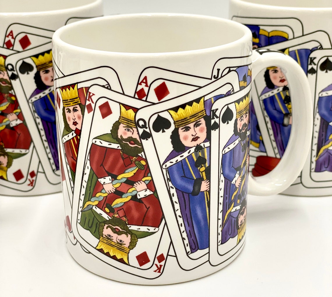 Vintage Ceramic Coffee Mugs Card Game Mugs Mugs With Face - Etsy
