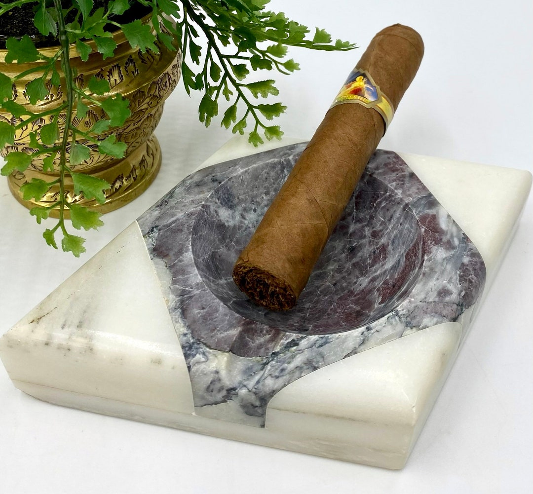 Vintage Stone Ashtray | Mid Century Modern Ashtray | Two-toned Marble ...