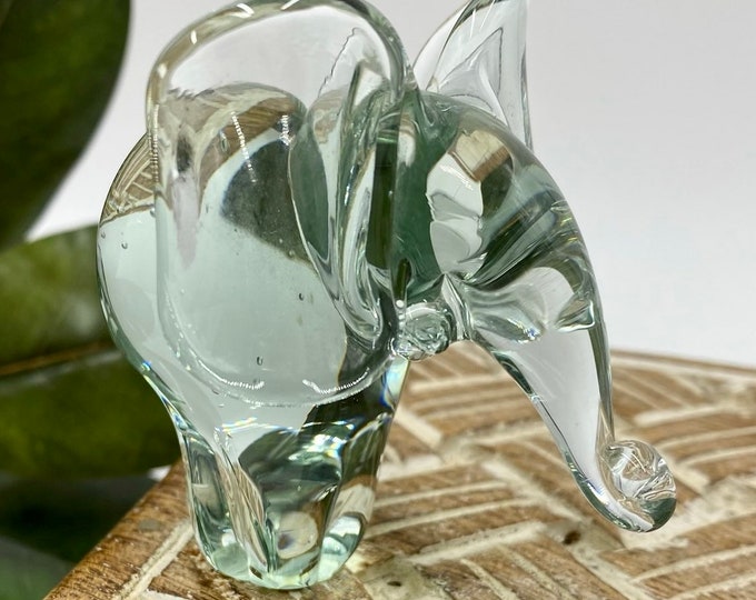 Vintage Ngwenya Glass Elephant | Solid Glass Elephant Paperweight ...