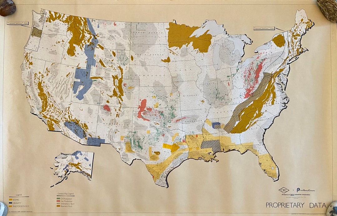 Vintage Map of the United Sates of America | Proprietary Data Map ...