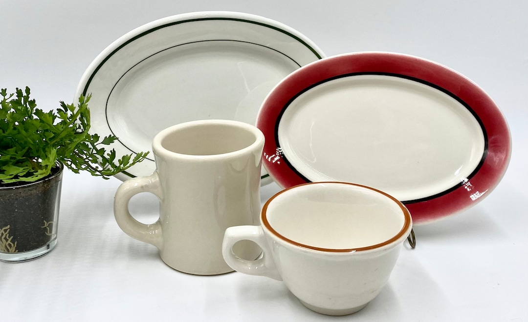 Vintage Restaurant Ware | Diner-style Cup Mug Oval Plate Platter ...