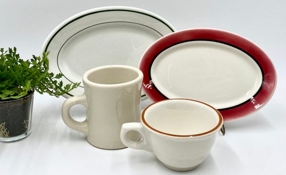 Vintage Restaurant Ware Diner-style Cup Mug Oval Plate - Etsy