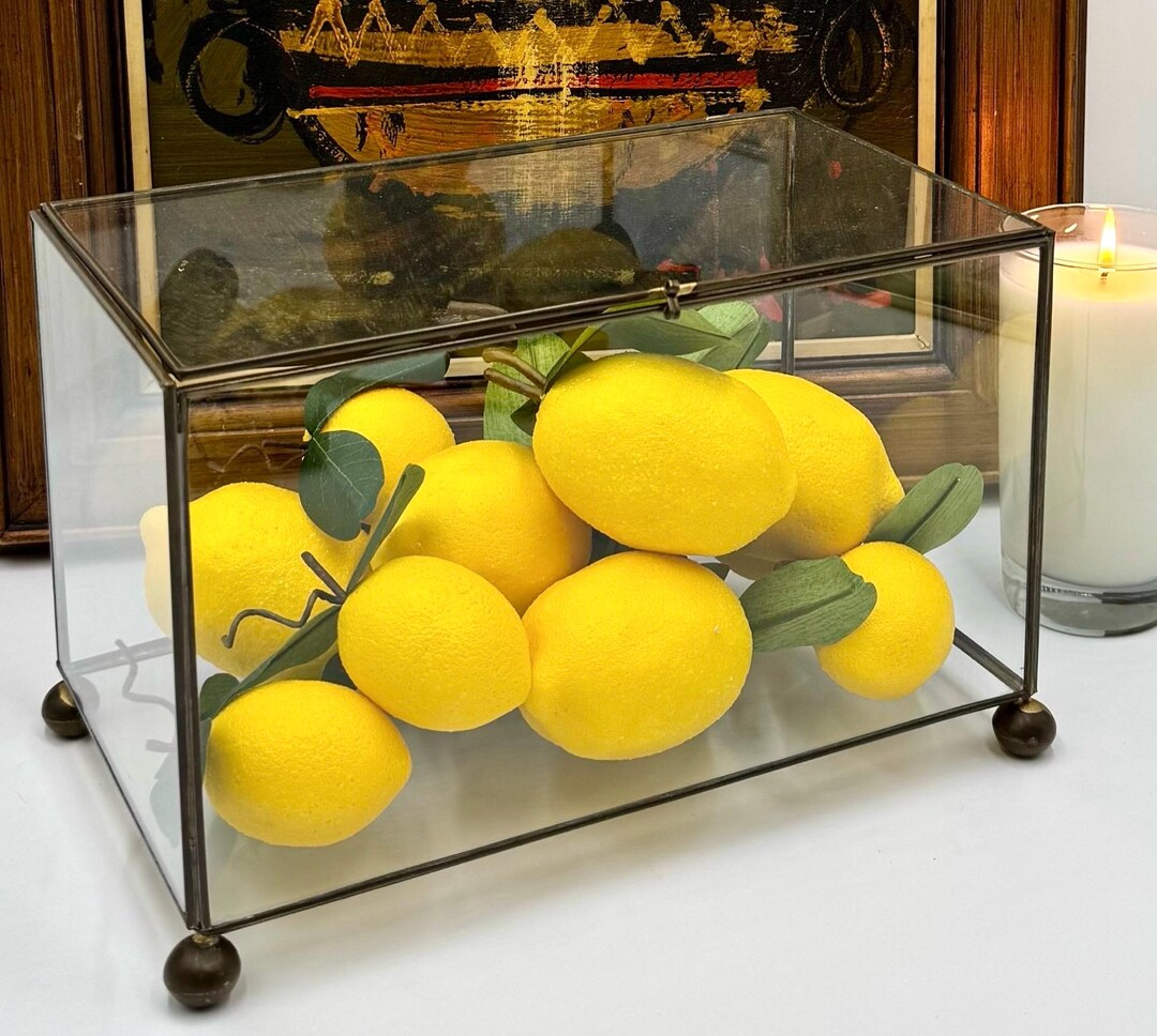 Vintage Hinged Brass and Clear Glass Box | Large Rectangular Glass ...