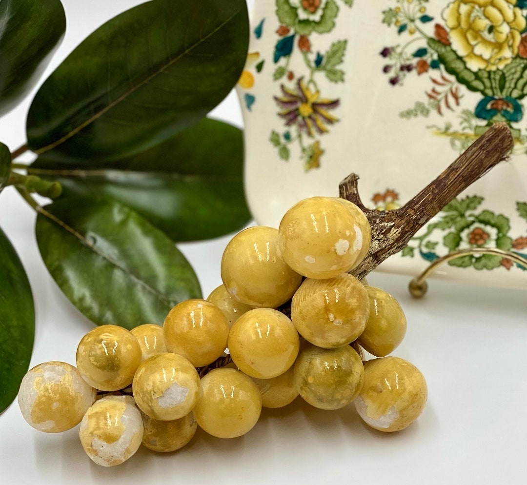 Vintage Marble Stone Grape Cluster With Grapevine Stem Mid Century ...