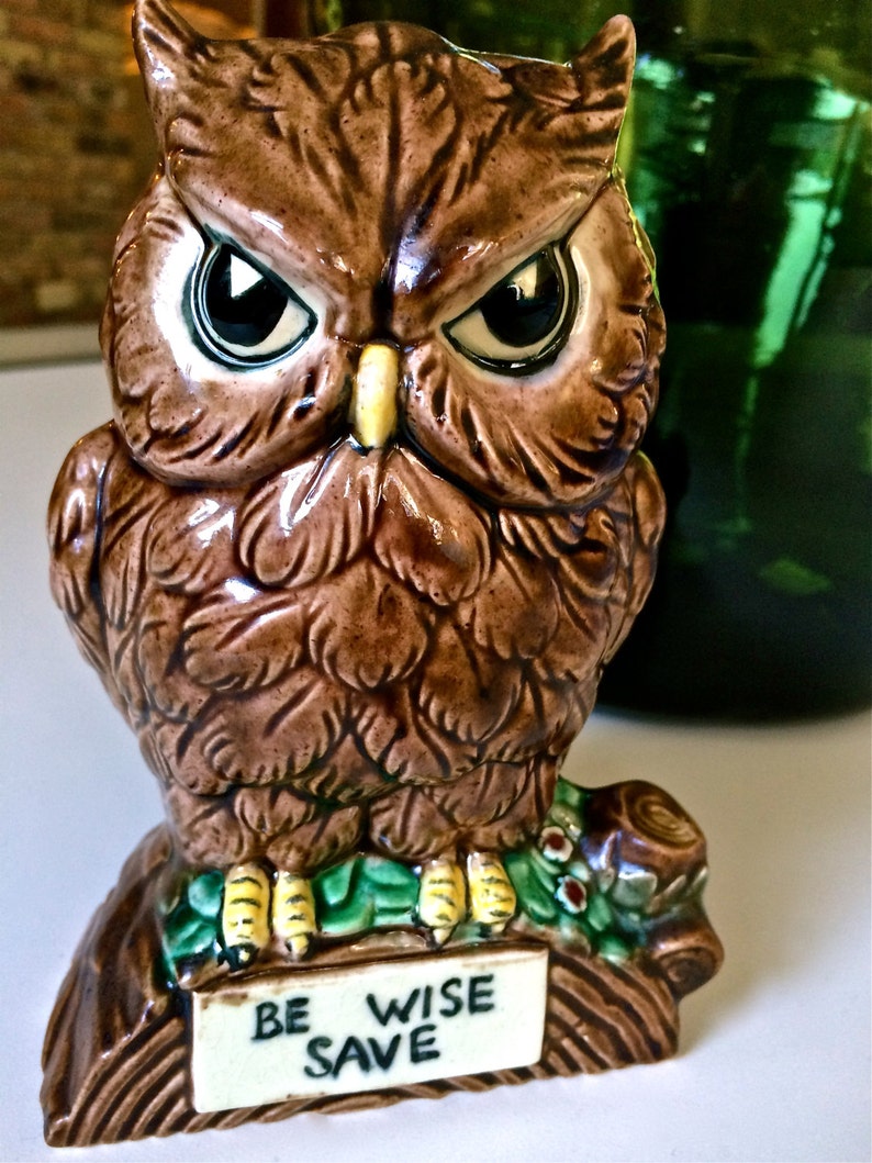 Vintage Retro Ceramic Owl Bank be Wise Save Coin - Etsy