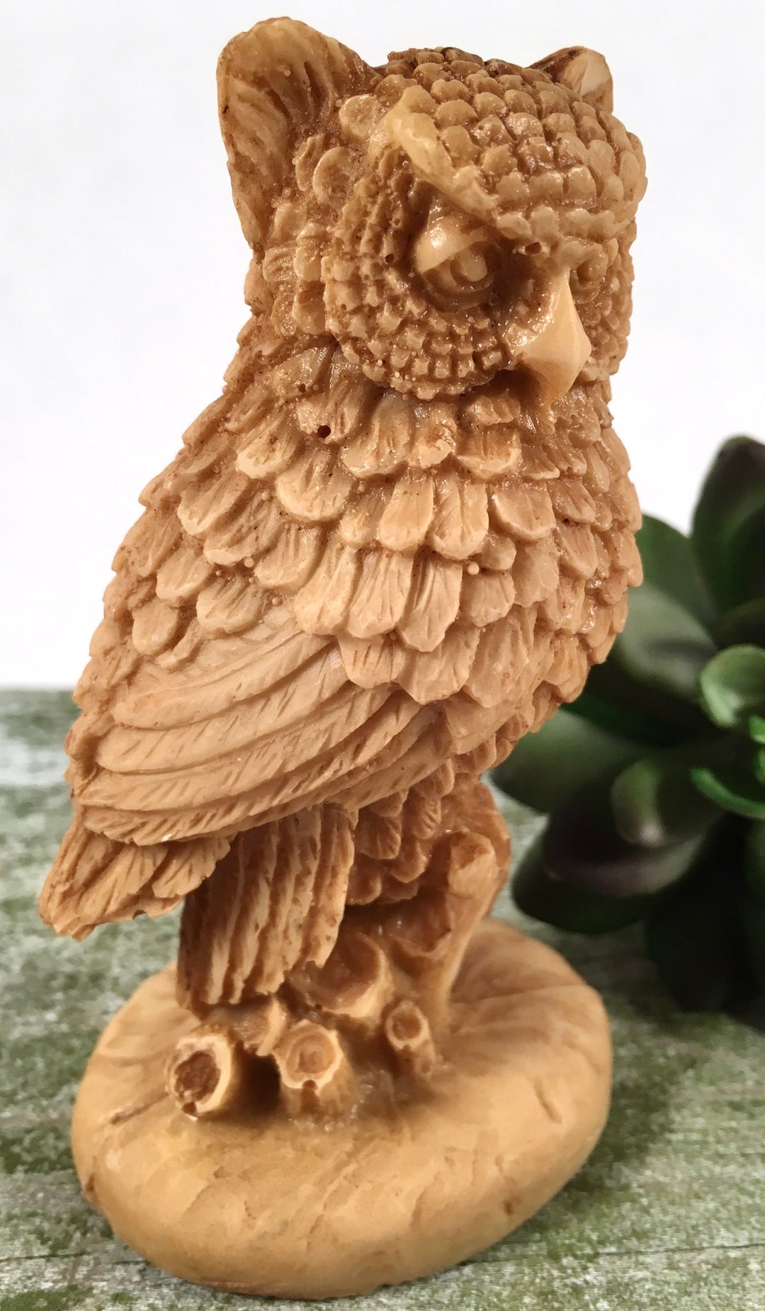 Vintage Carved Resin Owl Statue | Owl Figurine | Owl Sculpture | Owl ...