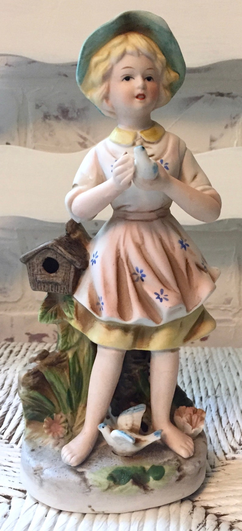 Vintage Homco #8880 Boy and Girl Statues | Farmer Boy With Chicken ...