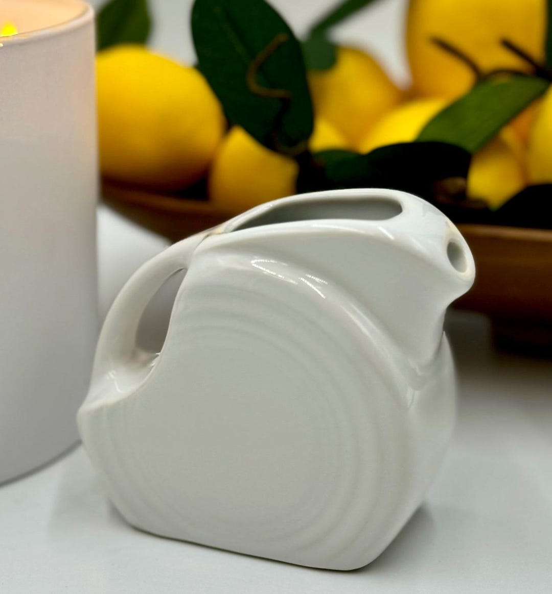 Vintage Retro White Fiesta Ware Mini Disk Pitcher Creamer Homer ...