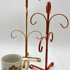Vintage Retro Painted Metal Coffee Mug Tree FOUR or SIX Arm Mug Holder ...