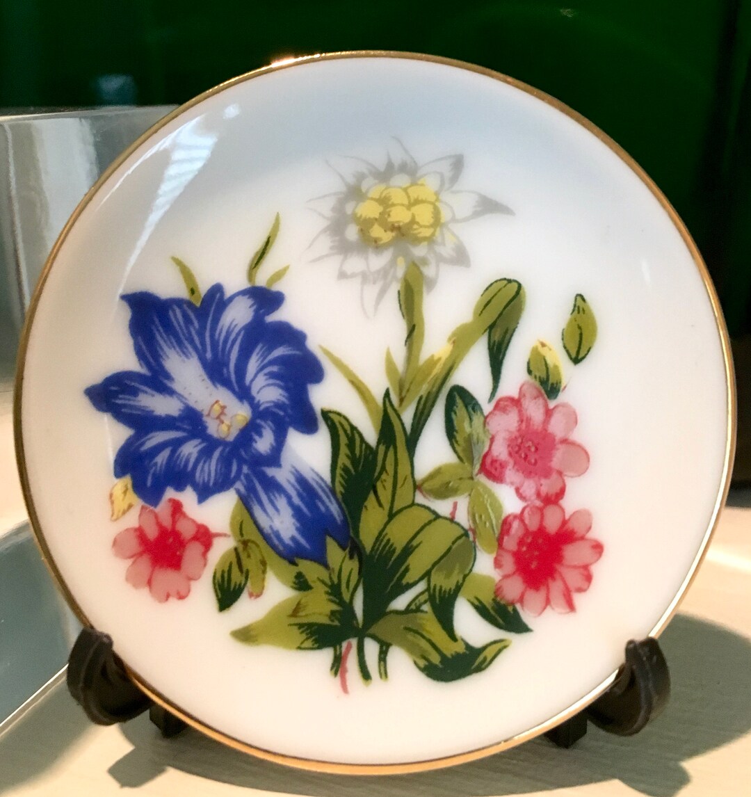 Tiny Little Porcelain Plate on a Stand | Spring Floral Bouquet ...