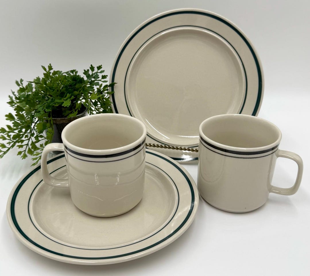 Charming Vintage Diner-style Black Banded Striped Coffee or Tea Mugs ...