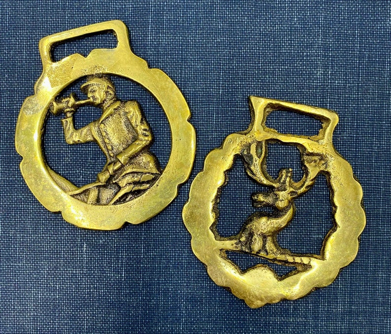 Vintage Brass Fox Hunt Medallion | Hunting Coaching Harness Bridle ...