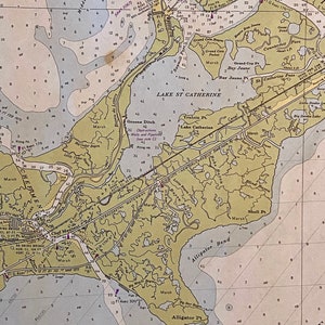 Large Map of Lake Borgne and Approaches Vintage NOAA Map Gulf Coast ...