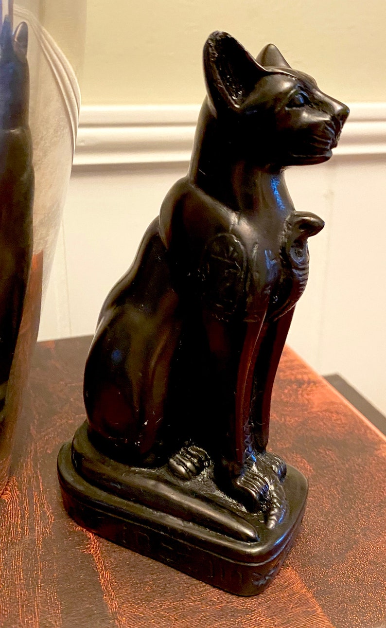 Vintage Carved Resin Bastet Sculpture Ancient Egyptian Cat - Etsy