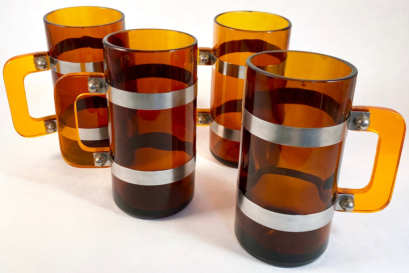 Set of Four Vintage Beer Bottle Mugs Stainless Straps - Etsy