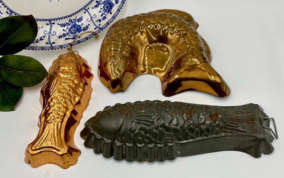 Vintage Fish Molds | Tin-lined Copper Fish Molds | Straight & Curved ...