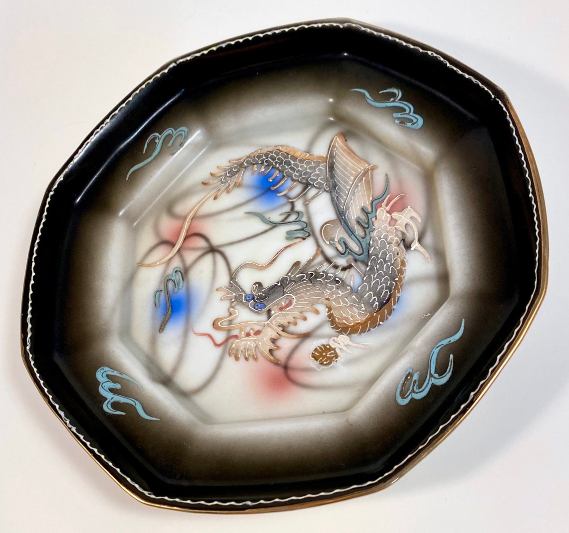 Vintage Japanese Dragon Ware Dish | Maruku China Dragonware Plate ...