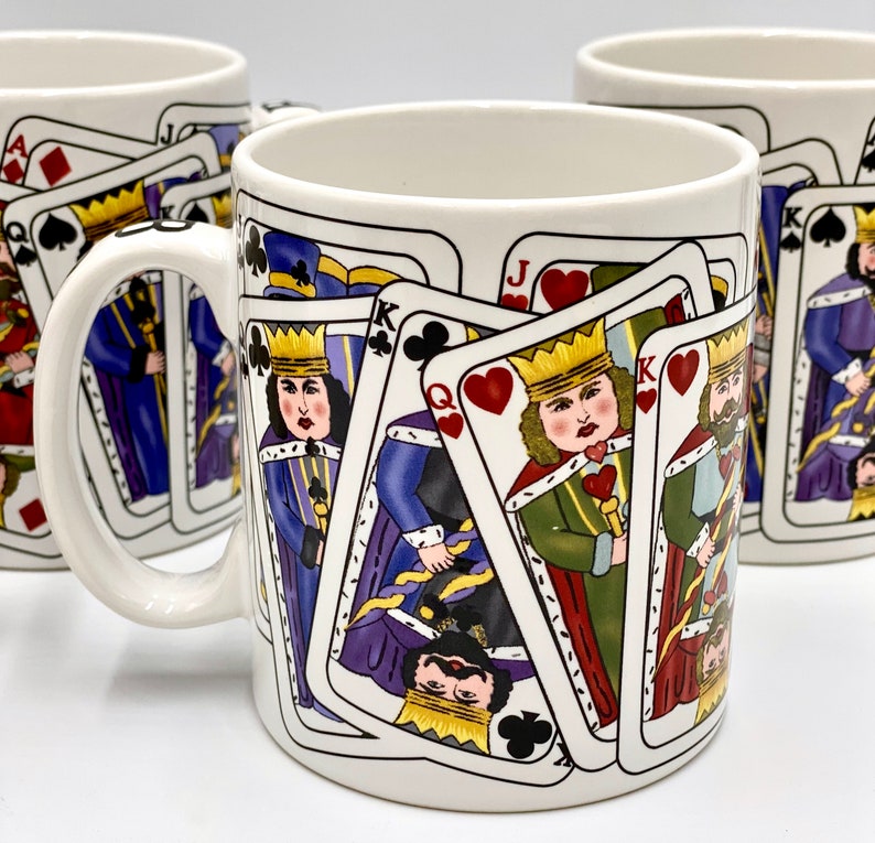 Vintage Ceramic Coffee Mugs | Card Game Mugs | Mugs With Face Cards ...