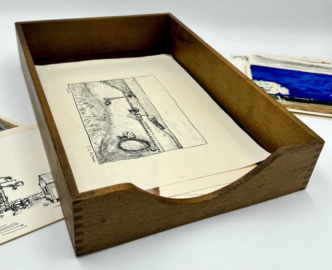 Vintage Wooden in Out Desk Tray | in Out Box | Desk Organizer ...