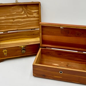 Vintage Cedar Storage Boxes | Cedar Box With Brass Straps and Lock ...