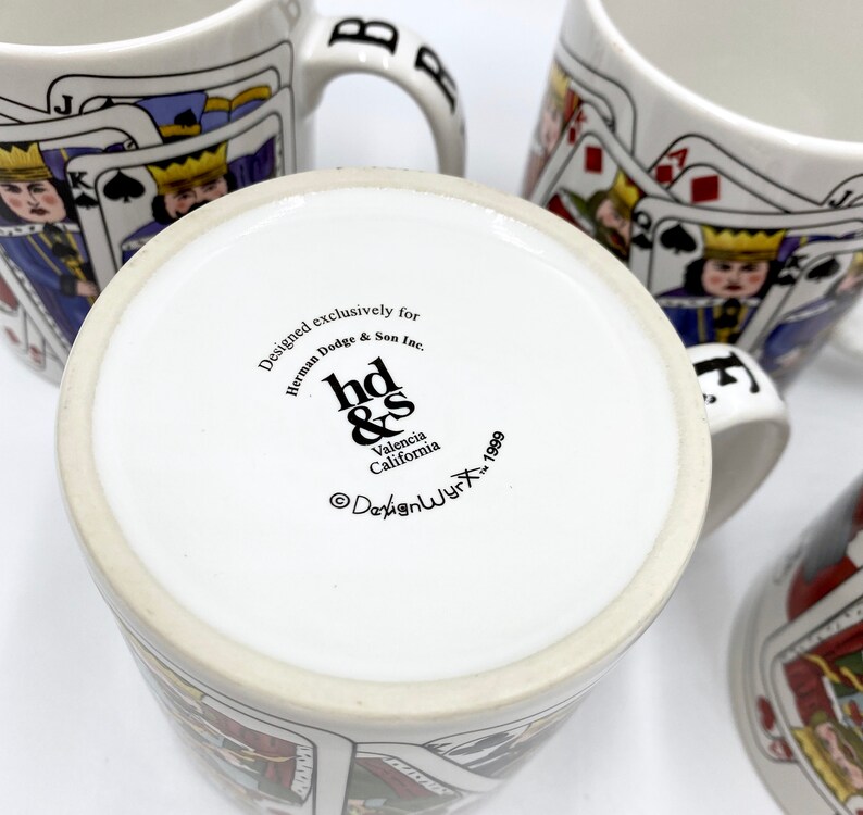 Vintage Ceramic Coffee Mugs | Card Game Mugs | Mugs With Face Cards ...