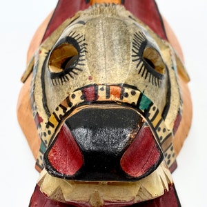 Carved and Painted Mask Decor | Indigenous Folk Art Mask | Lion Mask ...