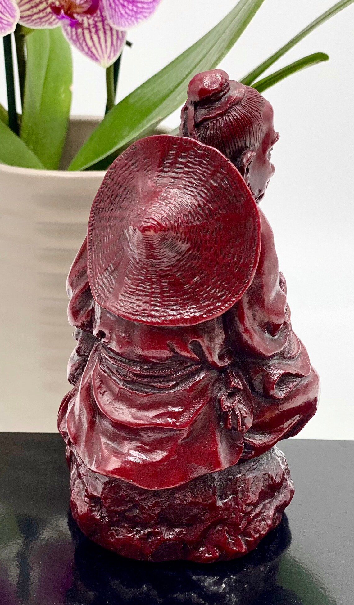 Vintage Red Resin Chinese Wise Man | Chinese Import Figurine | Chinese ...