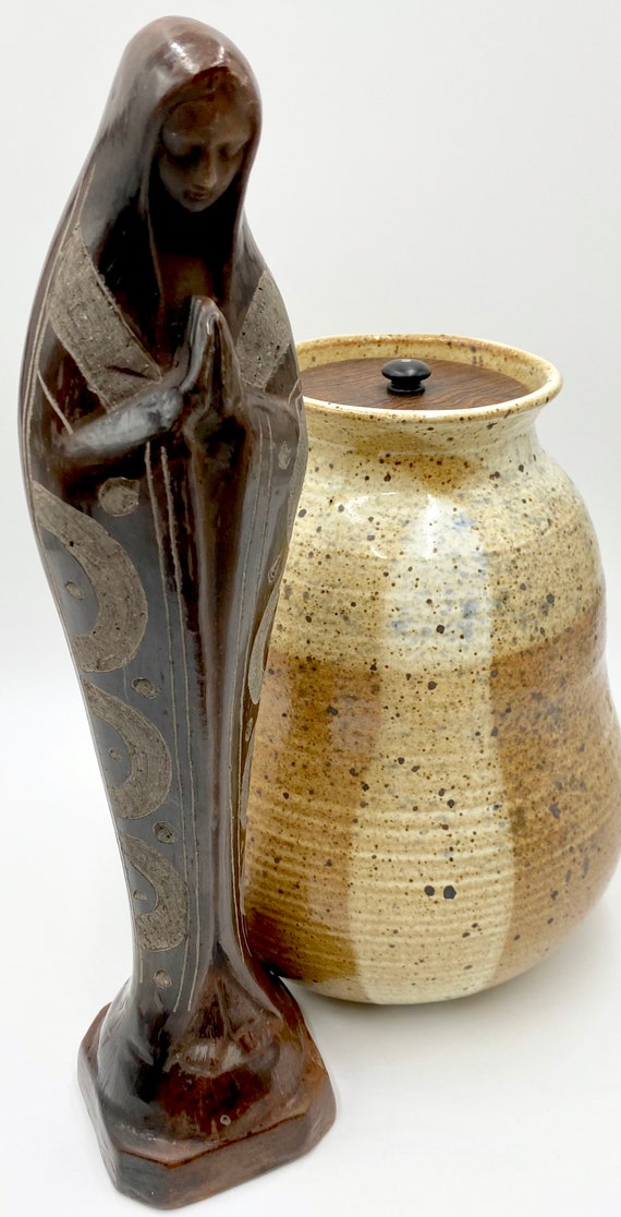 Mid Century Modern Madonna Statue Carved Pottery Clay - Etsy