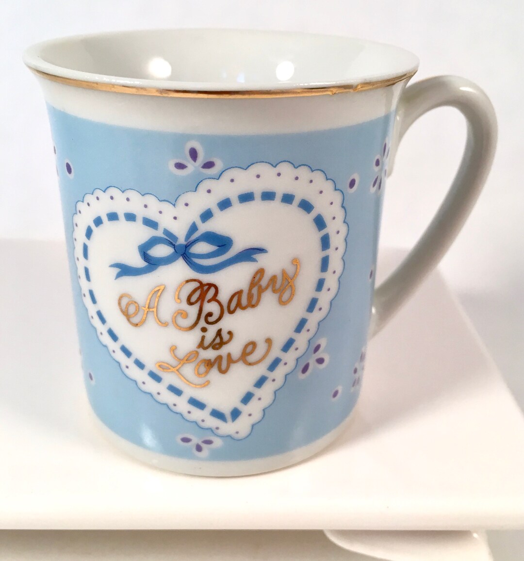 Sweet Ceramic Porcelain Baby Cup Baby Mug | Baby Blue Mug | Gold Trim ...