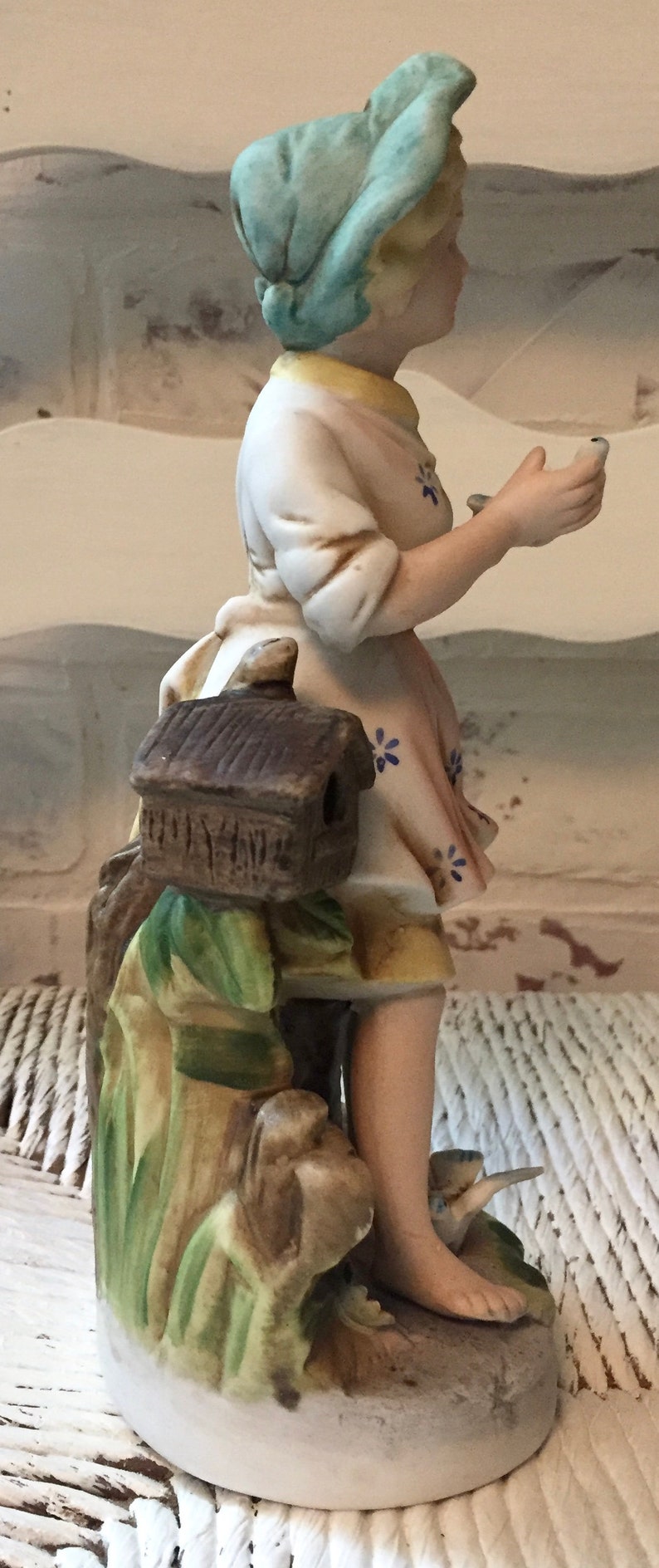 Vintage Homco #8880 Boy and Girl Statues | Farmer Boy With Chicken ...