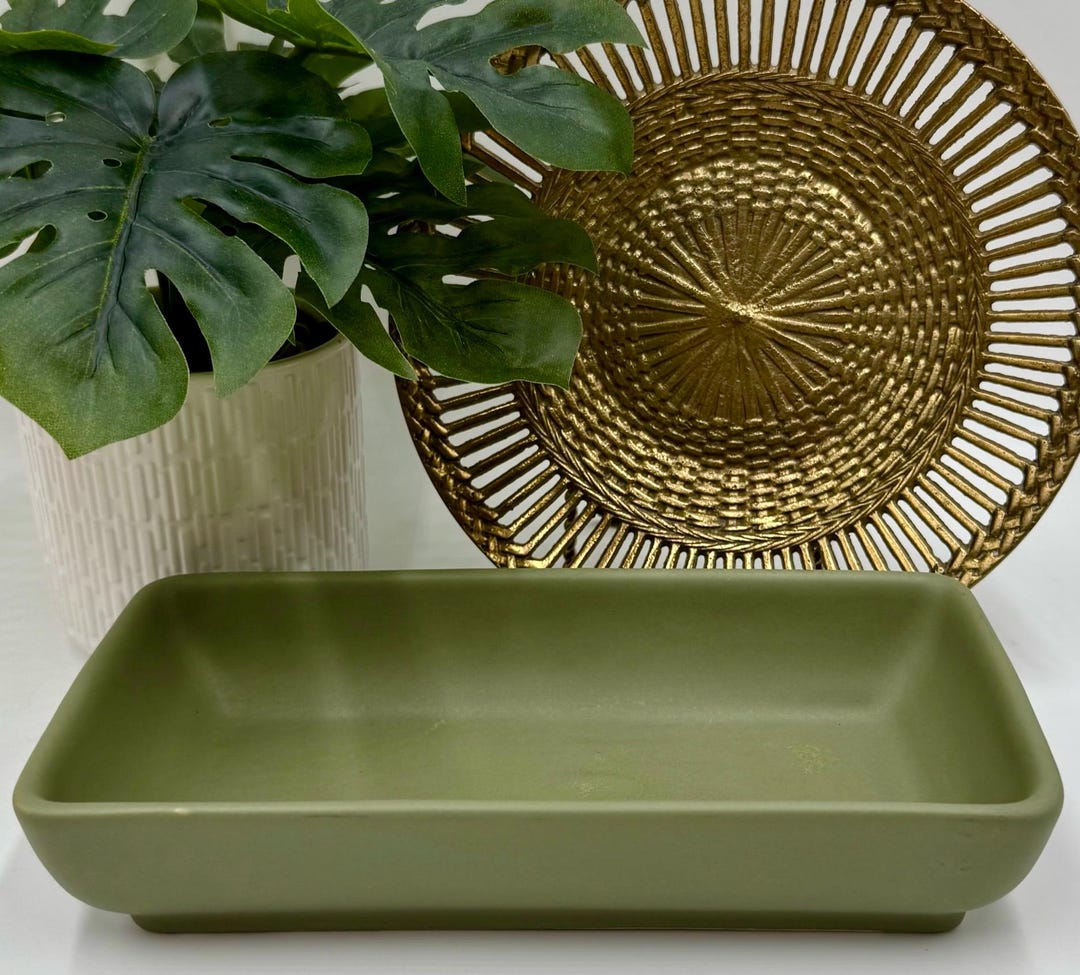 Vintage Mid Century Modern Ceramic Rectangular Pottery Bowl Planter ...