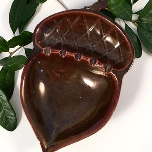 Vintage Glazed Ceramic Acorn Ashtray | Pottery Acorn Trinket Dish ...