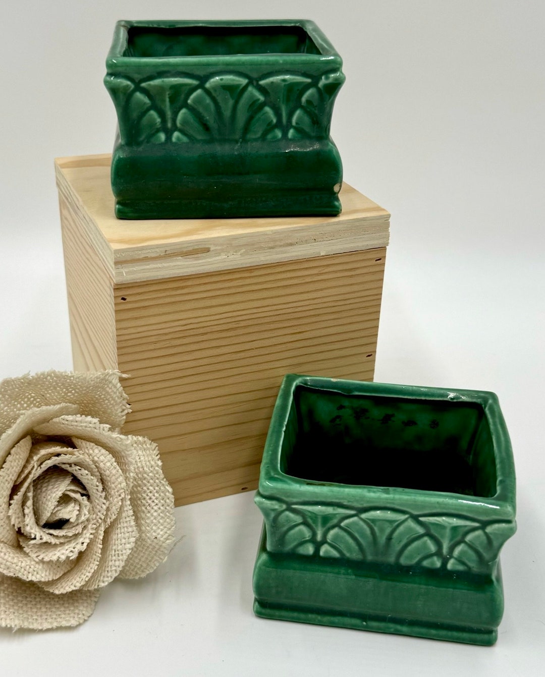 Vintage Planter Pots | SET OF TWO Mid-century Modern Ceramic Pottery ...