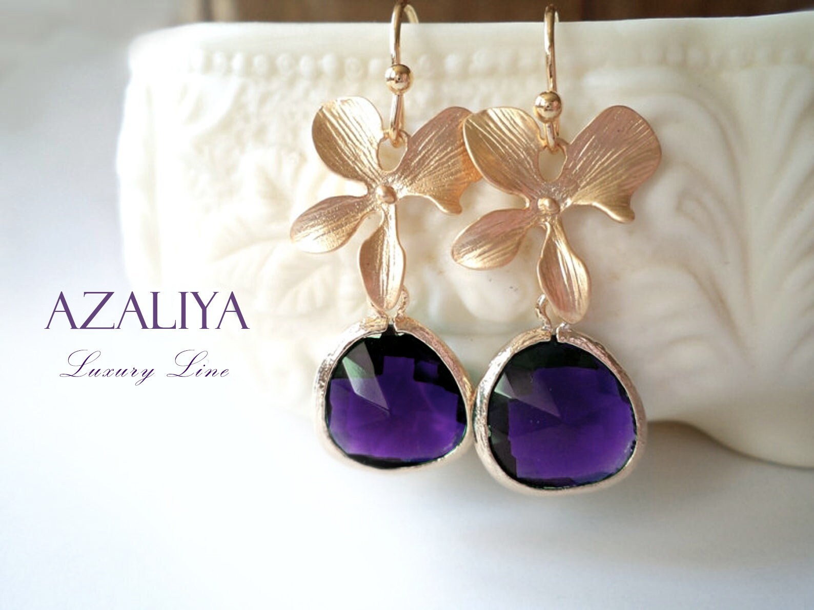 Orchid Earrings Amethyst Crystal. Azaliya Luxury Line. Party Earrings ...
