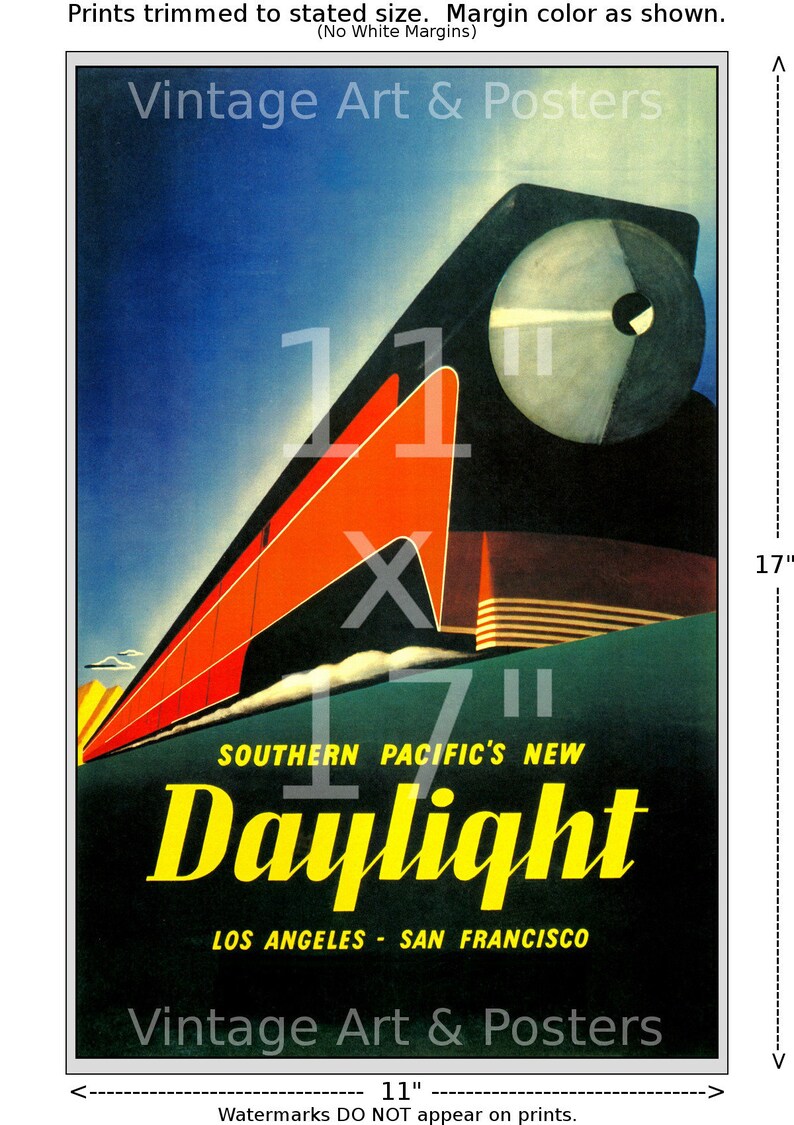 Travel Poster Daylight Express Southern Pacific Railroad - Etsy