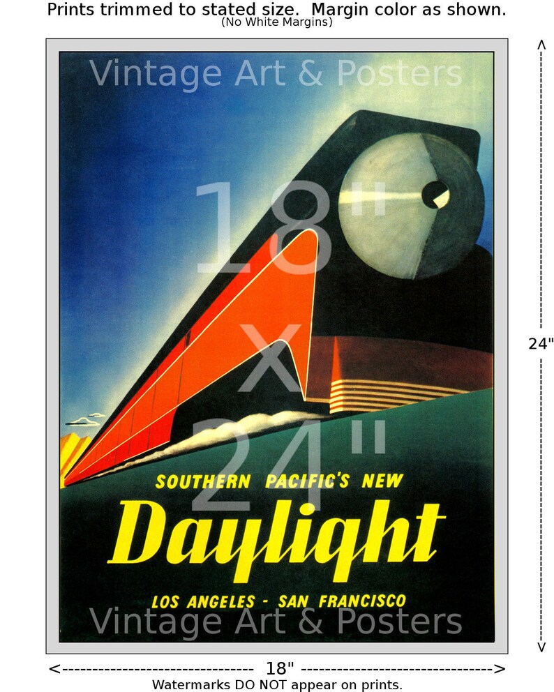 Travel Poster Daylight Express Southern Pacific Railroad - Etsy