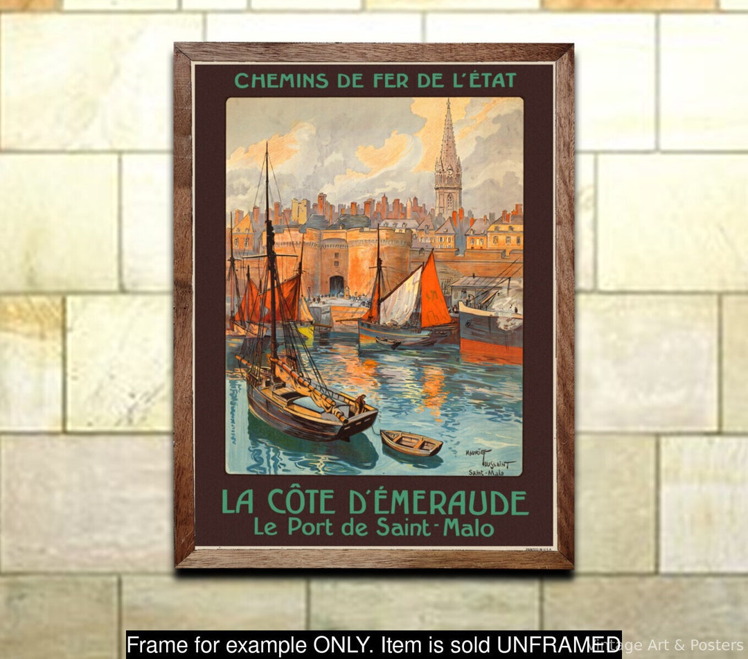 Travel Poster, La Cote De Emeraude, Vintage Travel Print, Wall Art for ...