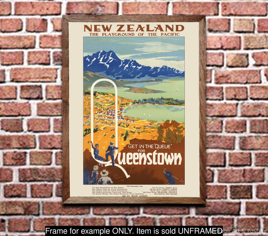 Travel Poster: "queenstown New Zealand - Playground of the Pacific ...