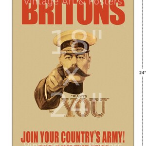 British Recruiting Poster WWI Britons Join Your Country's Army, Vintage ...