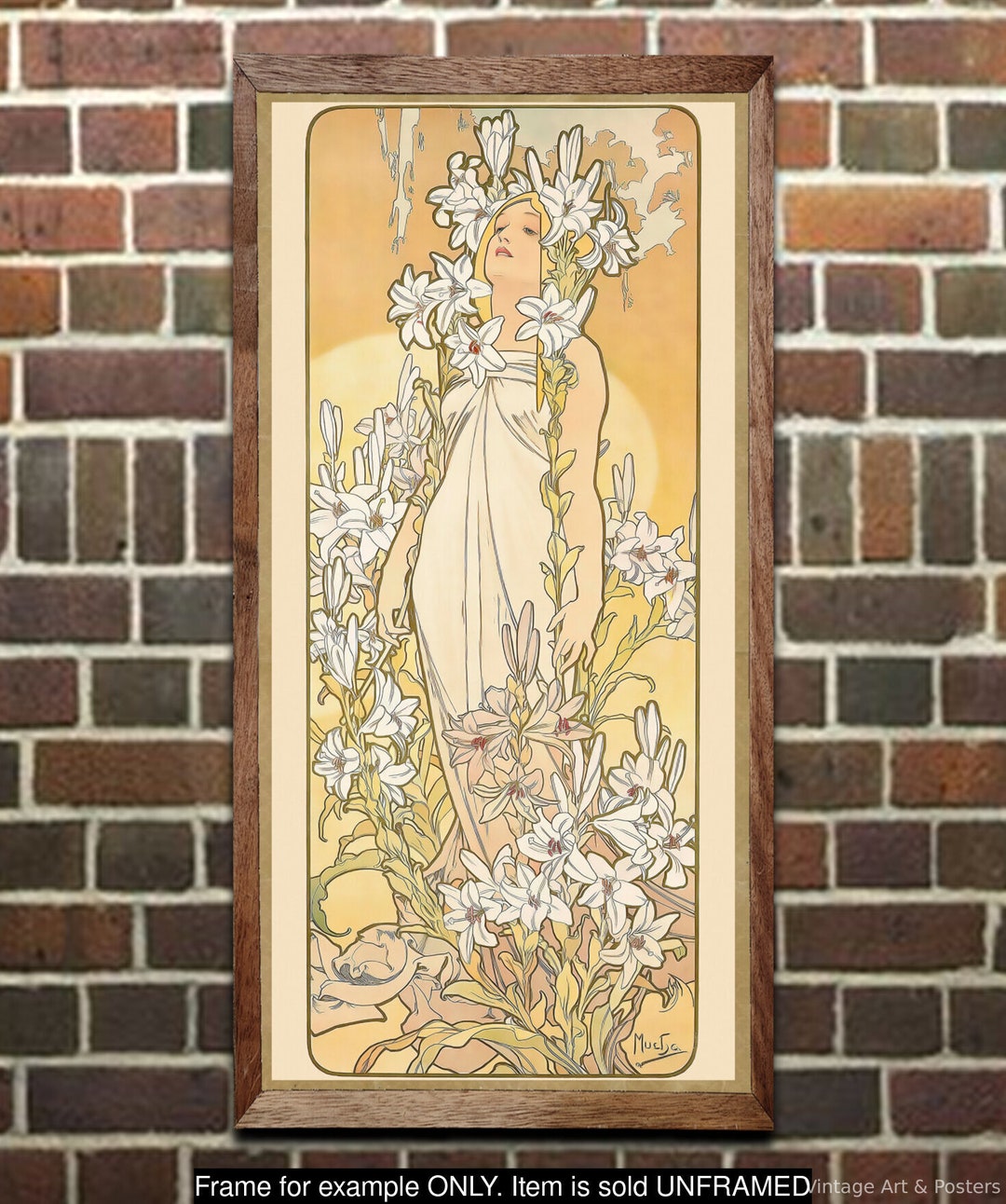 Art Nouveau Print Mucha Lily the Flowers Series Vintage 'bohemian' Wall ...